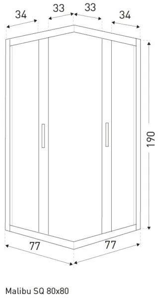 Novoterm Čtvercový sprchový kout NV-Malibu SQ 80x80 chrom/textura - bez vaničky