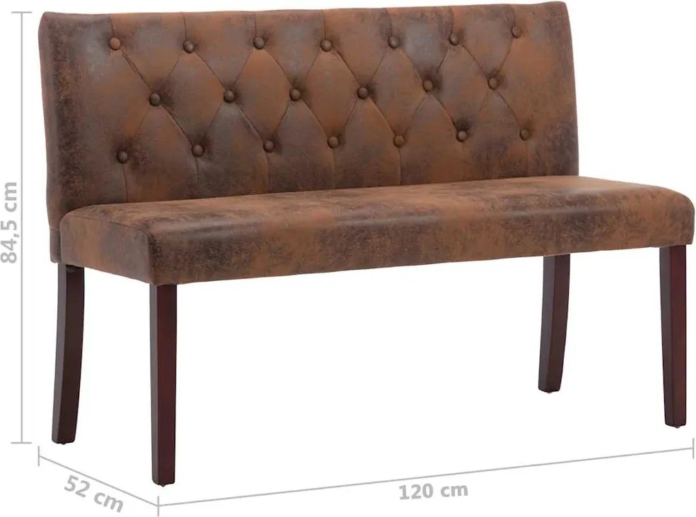 Lavice 120 cm hnědá umělá semišová kůže 288573