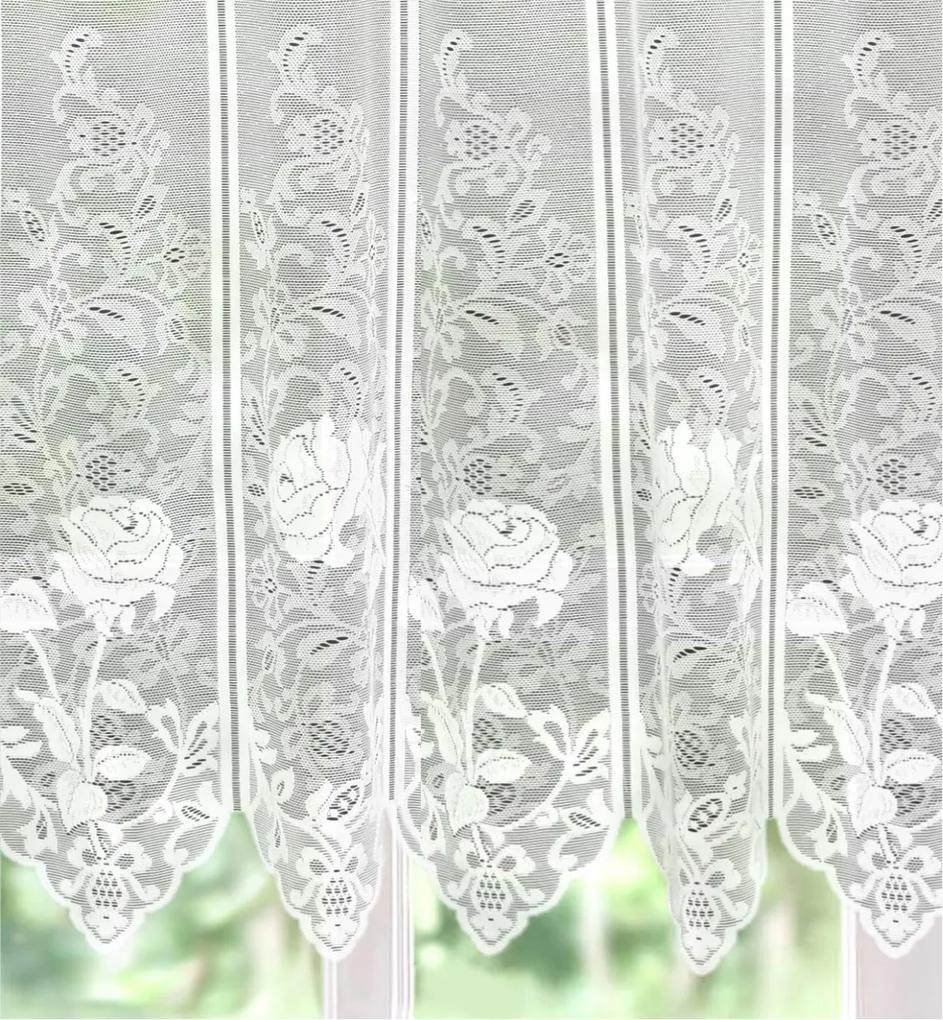 Záclona žakárová, Růžena vitrážka metráž, bílá 100 cm
