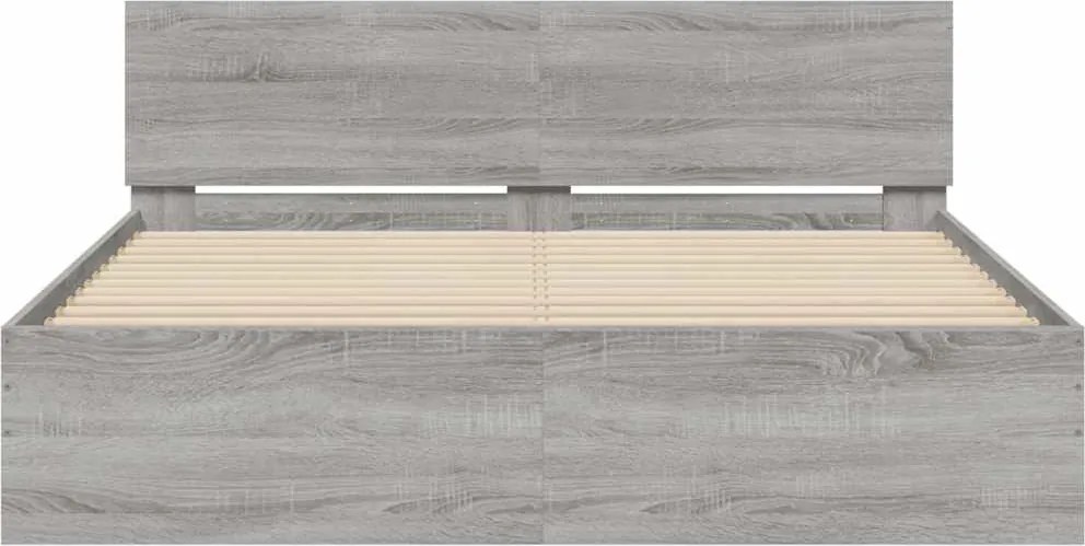 Rám postele s čelem a LED osvětlením šedý sonoma 150 x 200 cm 3207607