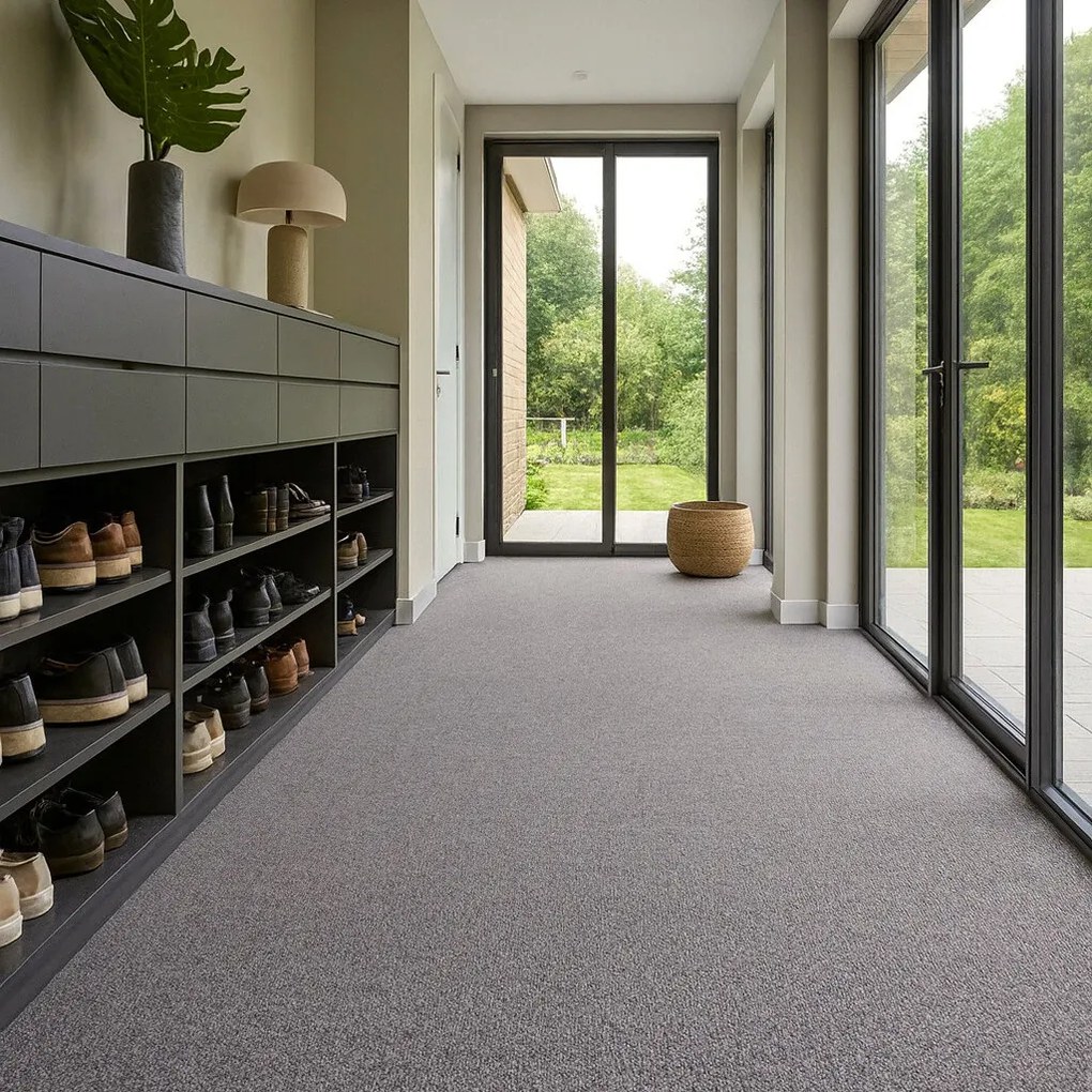 Spoltex, Metrážový koberec Balance 77 šedý, na míru, šíře 4m, šedá, filc, chodba / předsíň