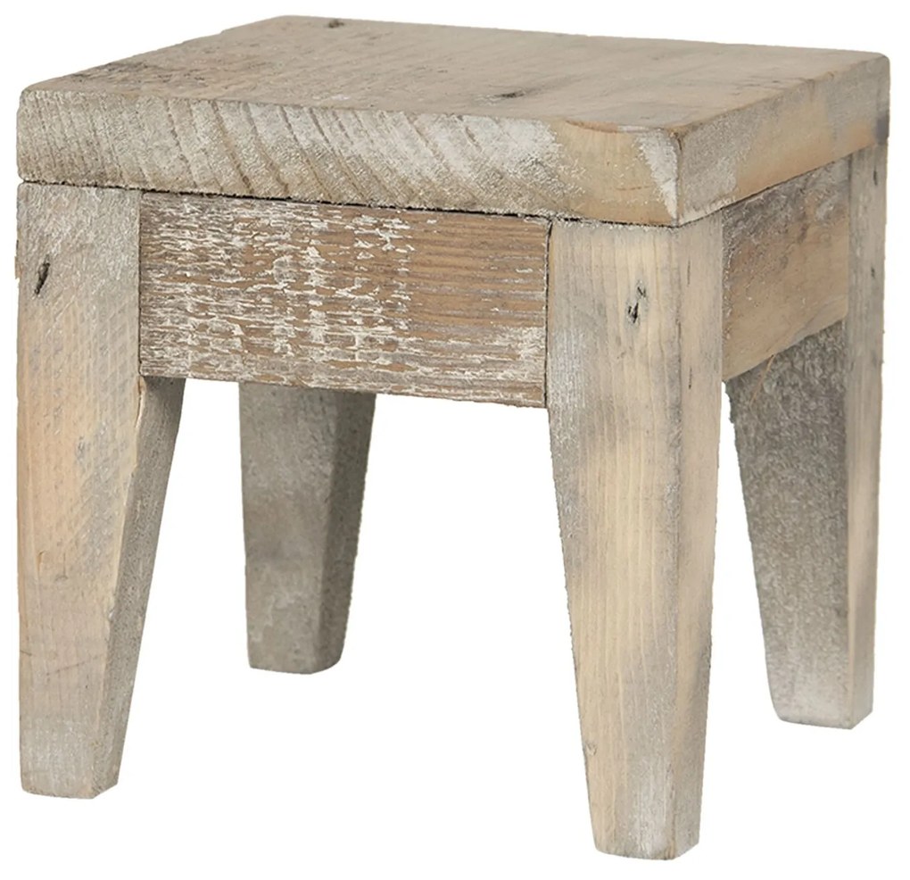 Dřevěná antik dekorační mini stolička na květiny - 13*13*13 cm