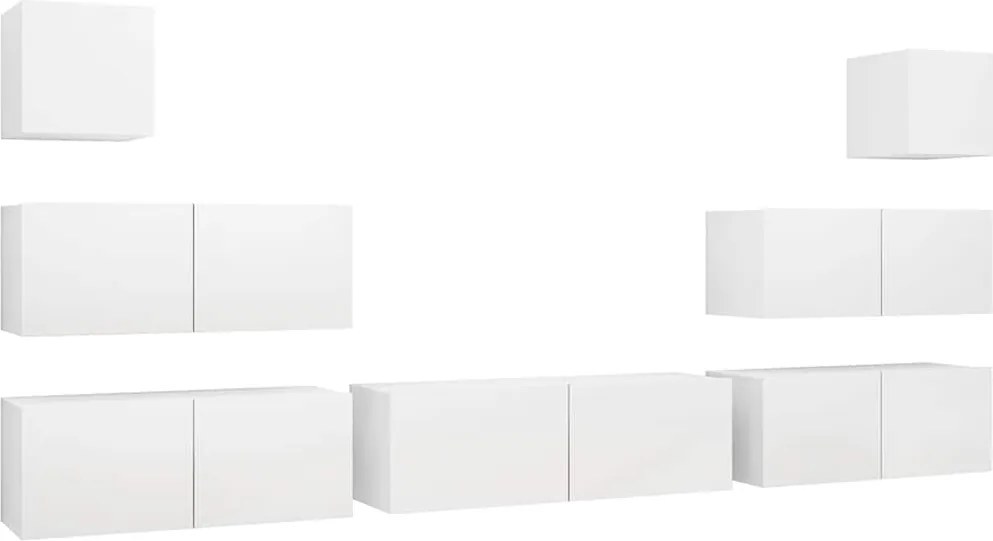 7dílný set TV skříněk bílý kompozitní dřevo 3078713