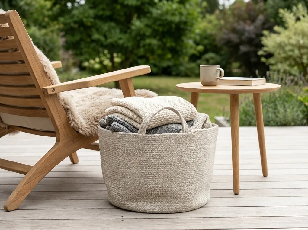 Úložný koš s uchy COTTON HAVEN 35x35 cm - více barev Barva: Růžovohnědá