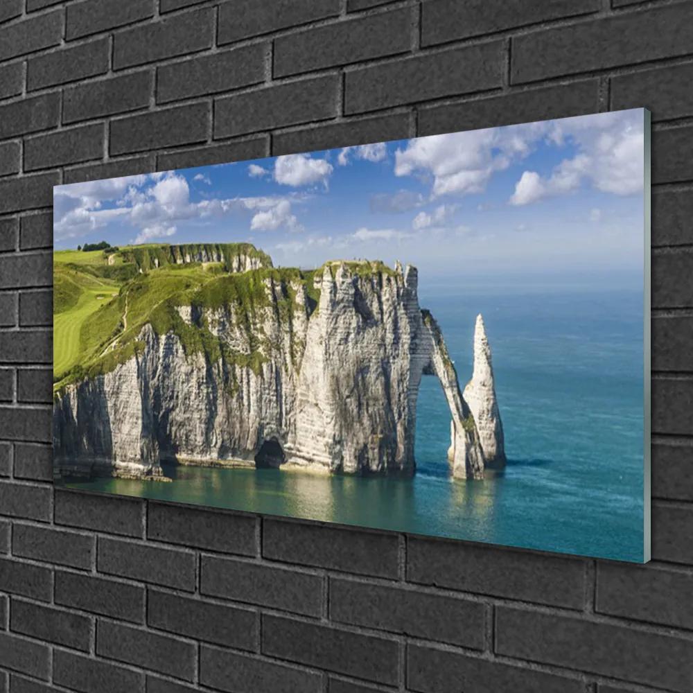 Obraz na skle Útes Pobřeží Moře Skály 100x50 cm