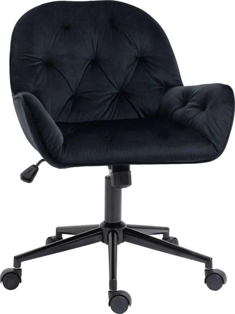 Vinsetto kancelářská židle - otočná výškově nastavitelná executive židle, sametová polyesterová - Černá 60 x 61 x 81-91 cm | Aosom