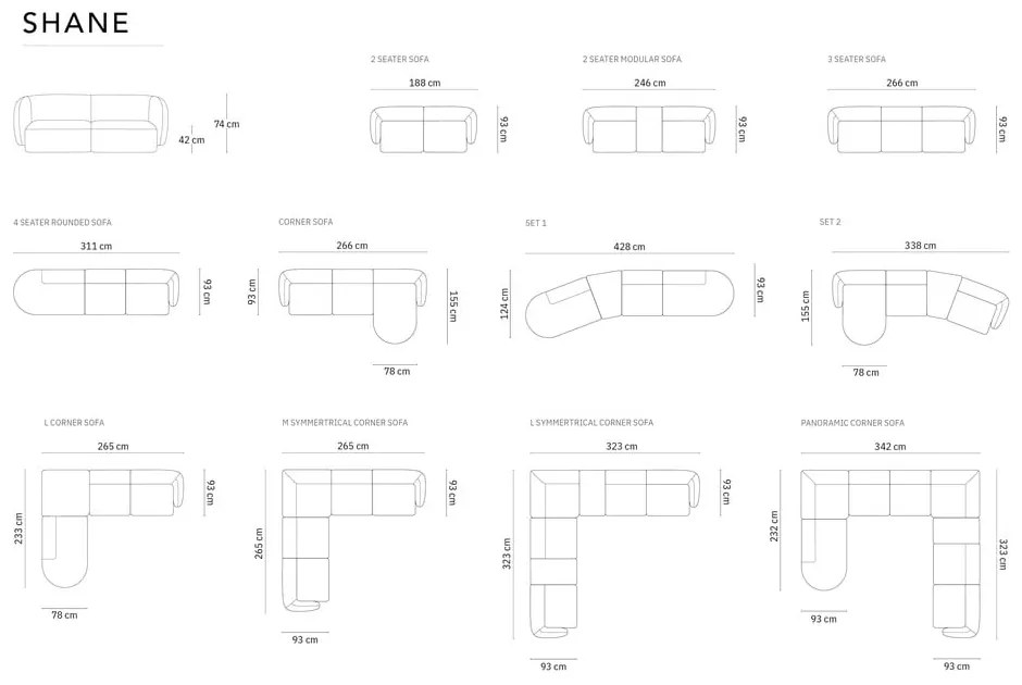 Krémová rohová pohovka, pravý roh Shane – Micadoni Home