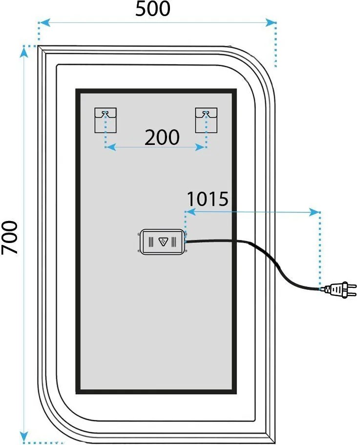 Rea ZONE, LED zrcadlo 50x70cm v rámu, broušené růžové zlato, HOM-00304