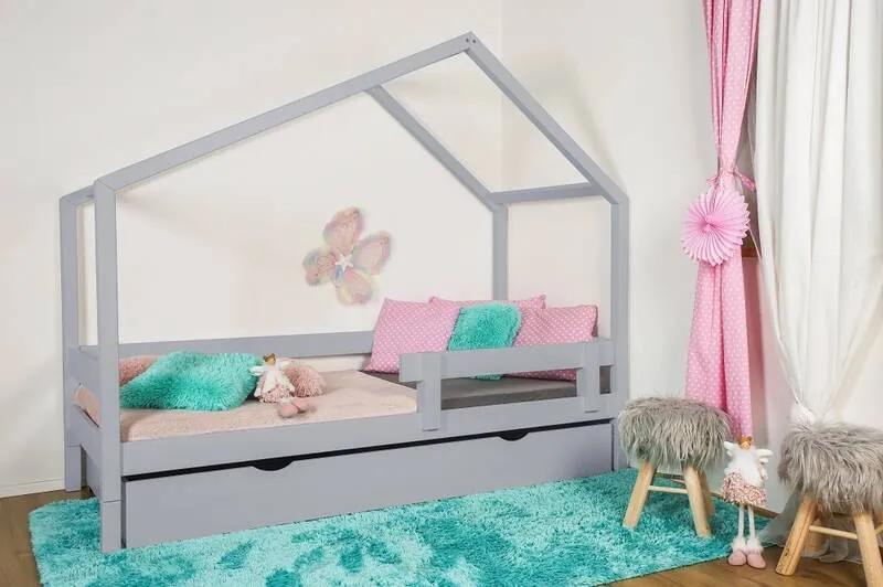 MAXIDO Dětská postel domeček Dita - jeden šuplík 160x80 šedá
