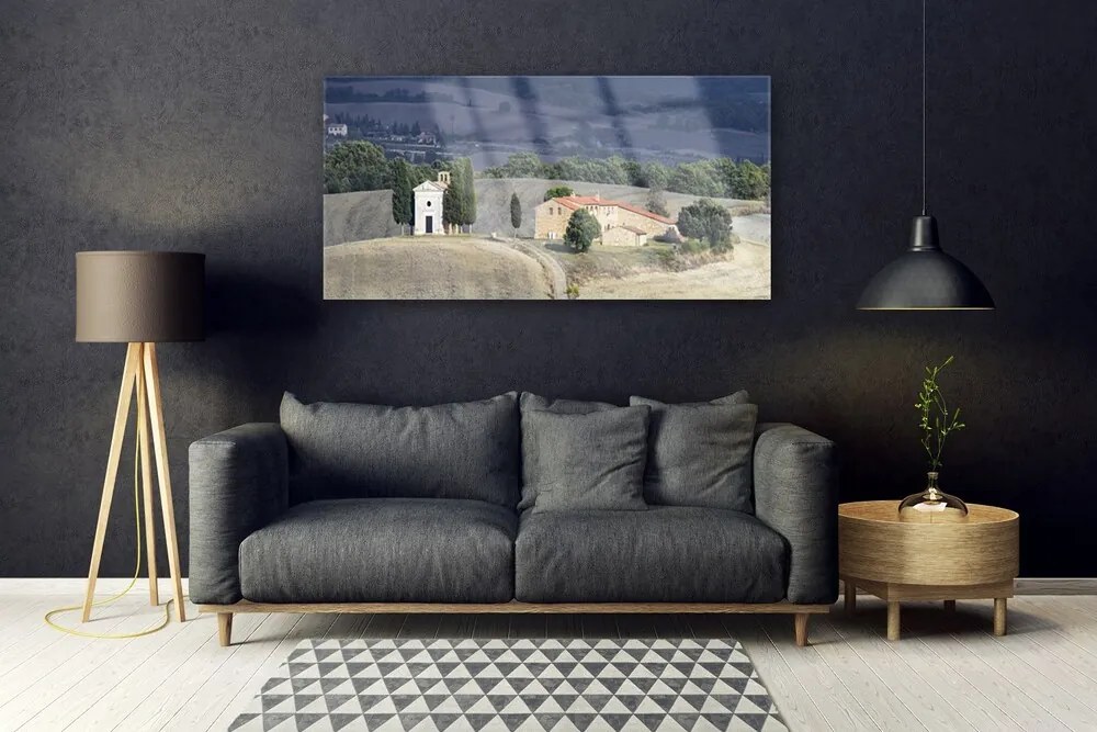 akrylový obraz Louka Stromy Krajina 120x60 cm