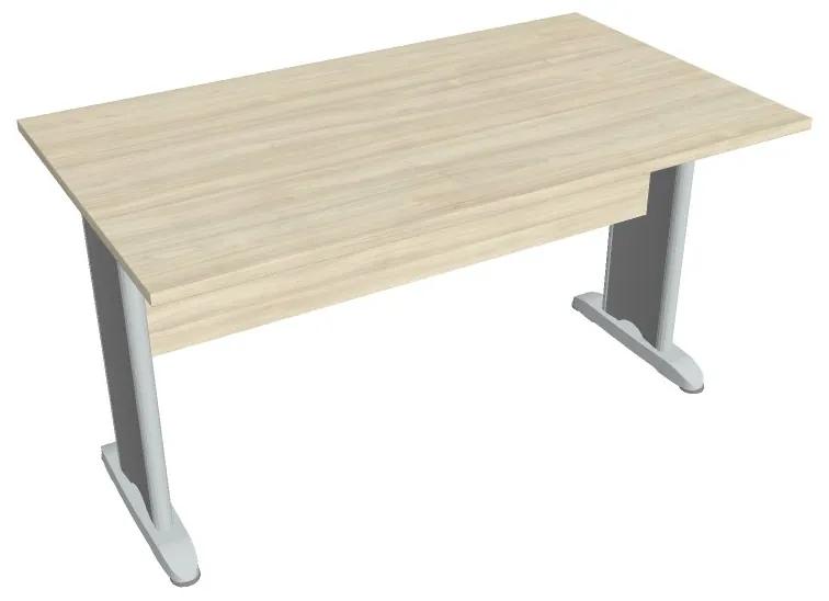 Stůl jednací rovný 140 cm - Hobis Cross CJ 1400 Dekor stolové desky: akát, Dekor lamino podnože: akát, Barva nohou: Stříbrná