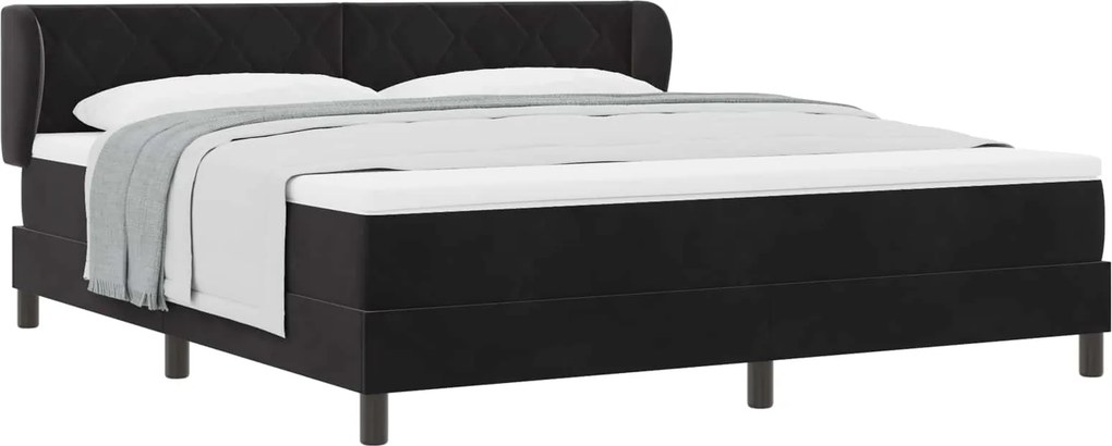 Postel s boxspringem s čelo Černá 180 x 200 cm samet 3340456