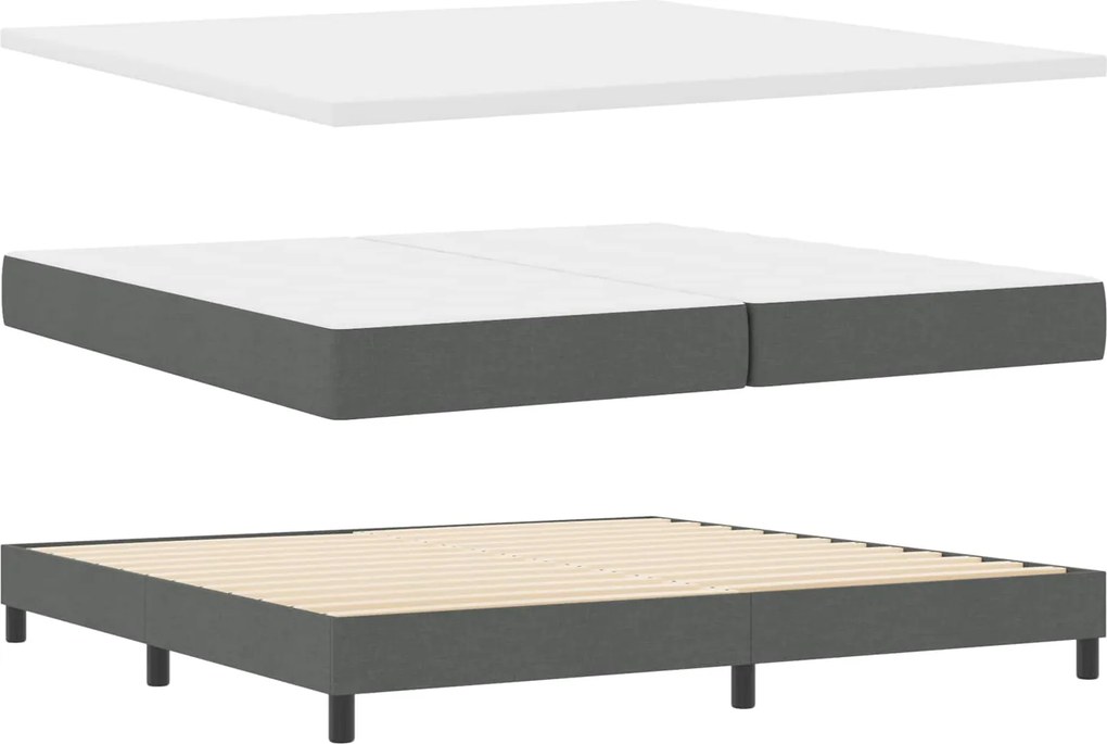 Postel s boxspringem s čelo Tmavě šedá 200 x 200 cm textil 3340046