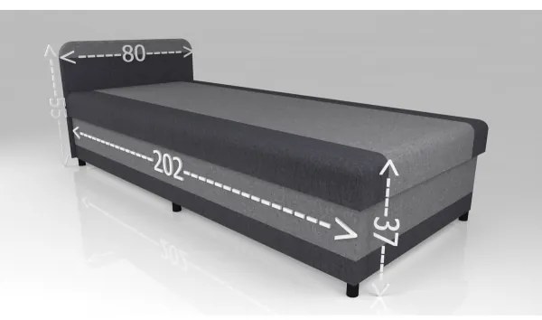 Čalouněná válenda s úložným prostorem TALI 80x202 šedá/antracit