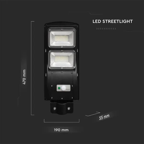 LED Stmívatelná solární pouliční lampa LED/8W/3,2V 6000K IP65 9000 mAh + DO