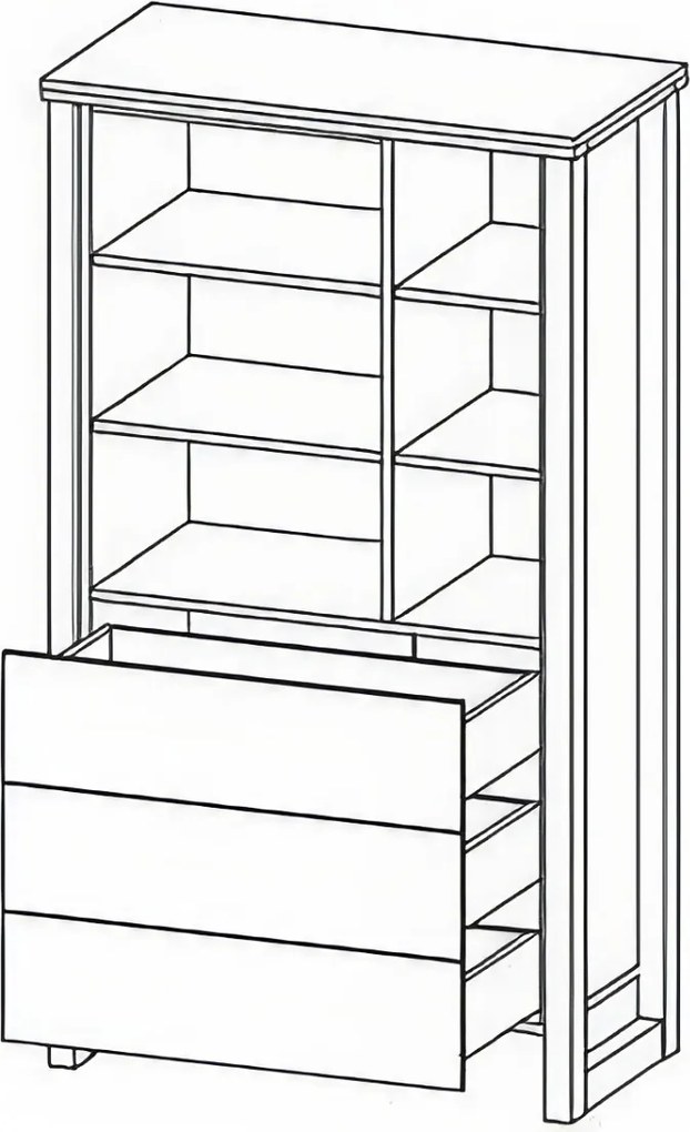 Regál BARDARO 1D3S dub grange/černá