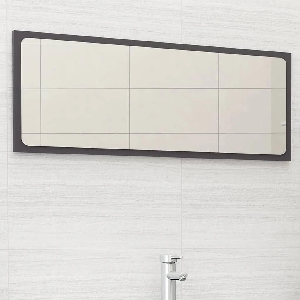 804637 vidaXL Koupelnové zrcadlo šedé vysoký lesk 100x1,5x37 cm dřevotříska