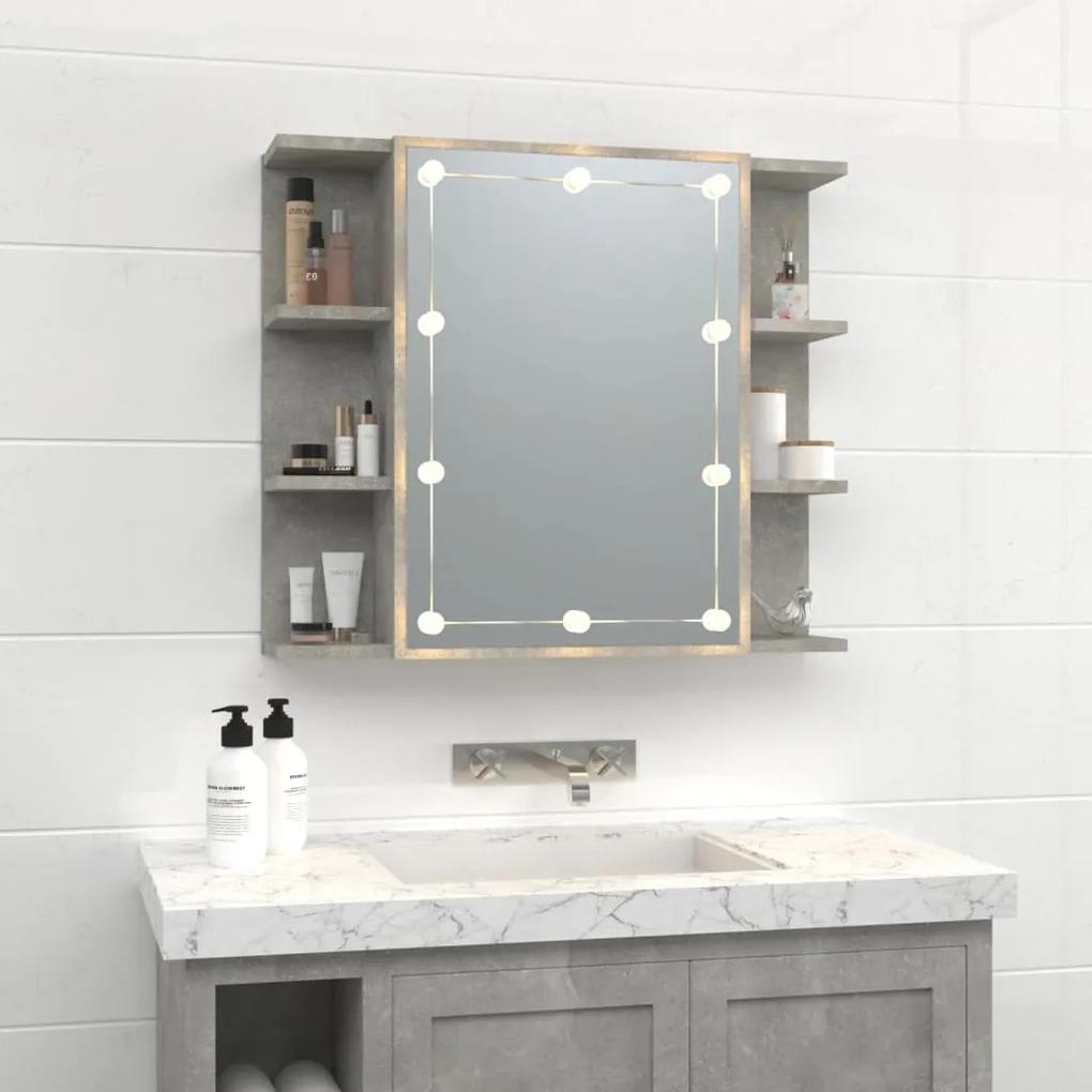 Zrcadlová skříňka s LED betonově šedá 70 x 16,5 x 60 cm