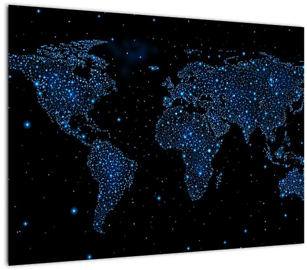 Skleněný obraz mapy s hvězdami (70x50 cm)