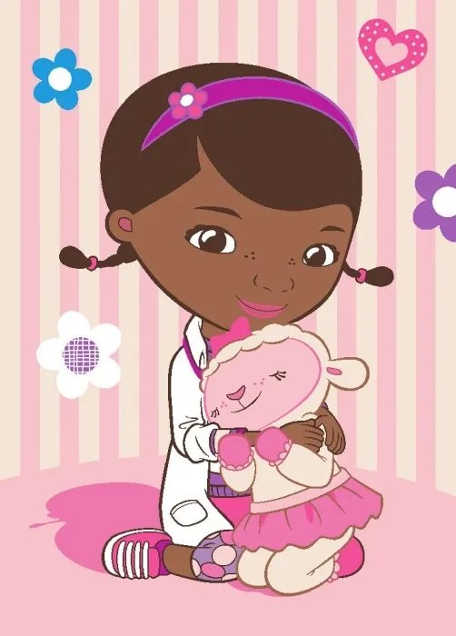 Vopi | Dětský koberec Doktorka McStuffins 01 Doc a Lambie - Doktorka McStuffins 01 Doc a Lambie, hnědý/růžový