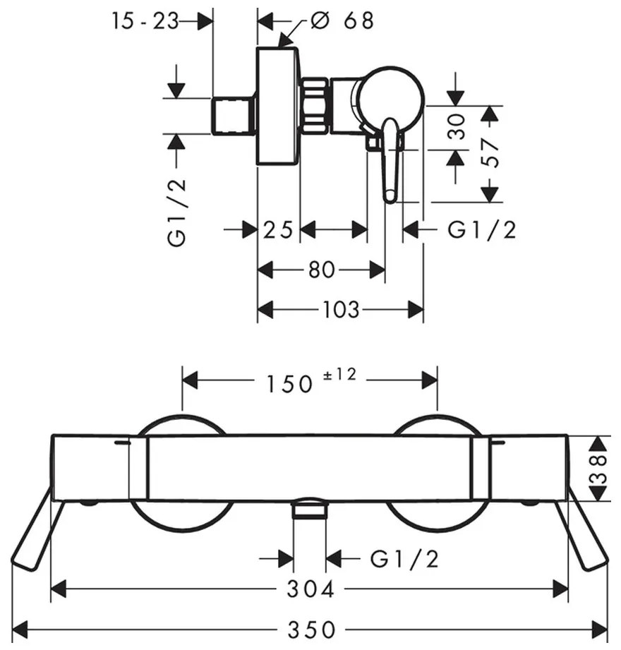 Hansgrohe Ecostat Comfort, termostatická sprchová baterie Care, prodloužená rukojeť, chromová, 13117000