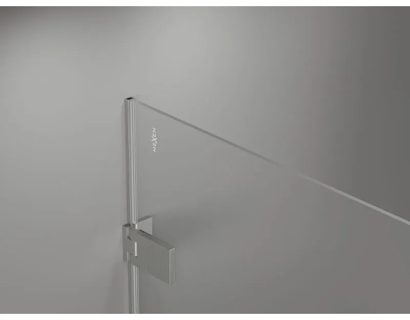 Mexen Lunar-F, sklápěcí sprchový kout pravý 75 x 70 cm, 8mm čiré sklo, ocelový profil, 836-075-070-97-00-P