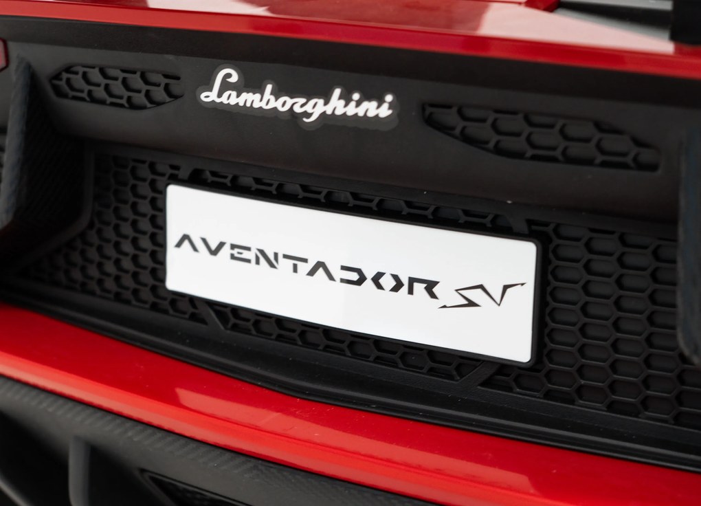 Ramiz Elektrické autíčko Lamborghini Aventador SV pro 2 děti červené + dálkové ovládání 2,4 GHz + EVA pěna + LED audio