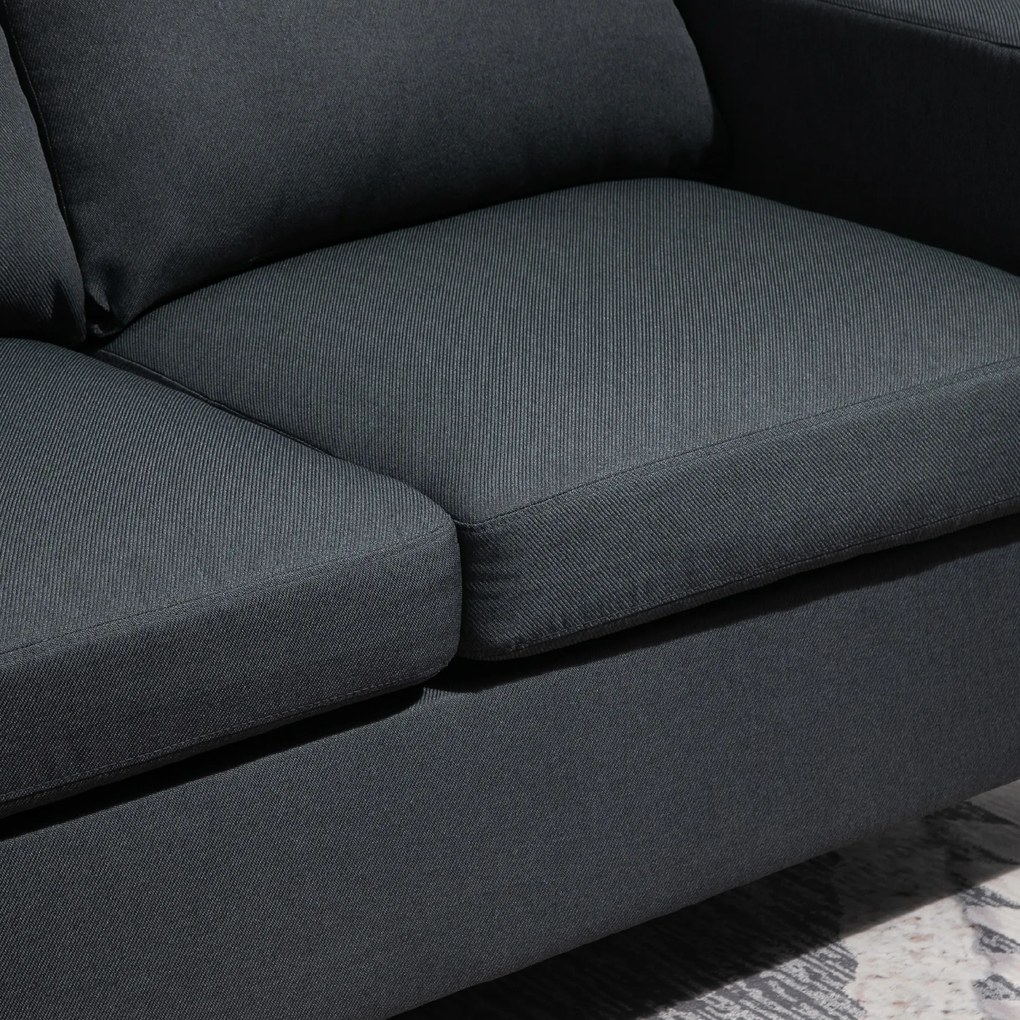 HOMCOM Rohová látková sedací souprava ve tvaru L s oboustranným lehátkem, sedací souprava lněná tmavě šedá 197x139x91cm do obývacího pokoje | Aosom.de