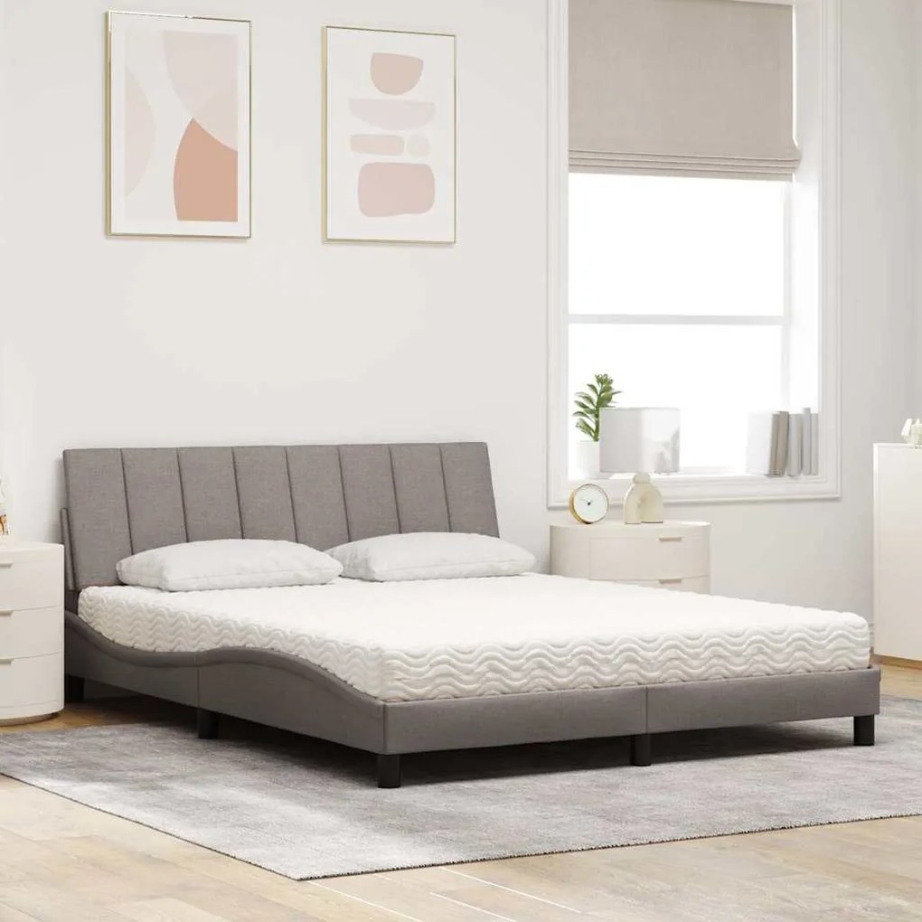 Postel s matrací Hanko taupe 160 x 200 cm textil 3310542