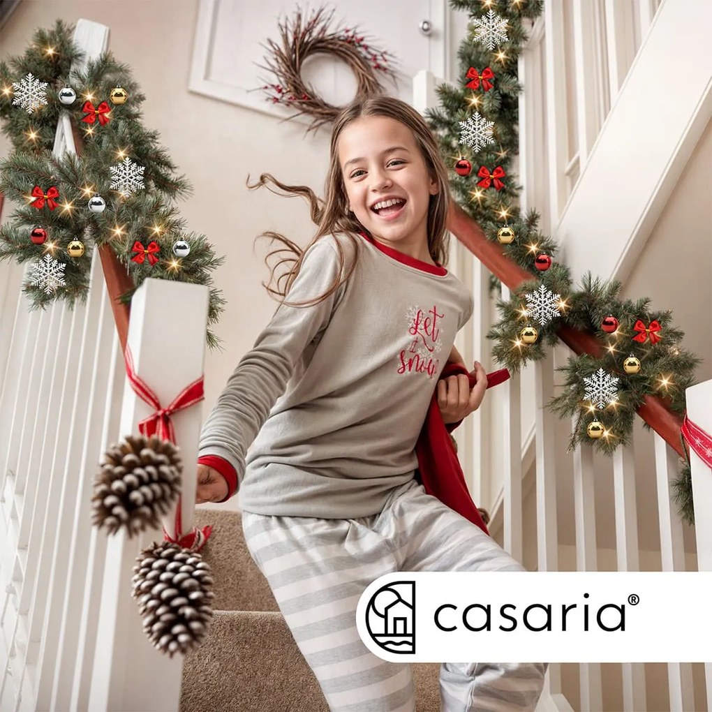 Casaria Vánoční girlanda ANDREA s osvětlením, zdobená, 10m, zelená