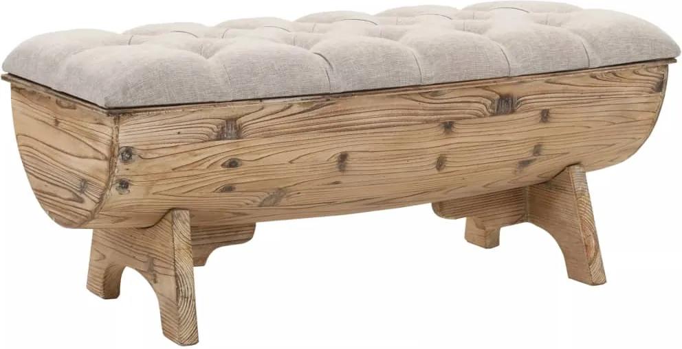 Úložná lavice z masivního dřeva a tkaniny | 103x51x44 cm