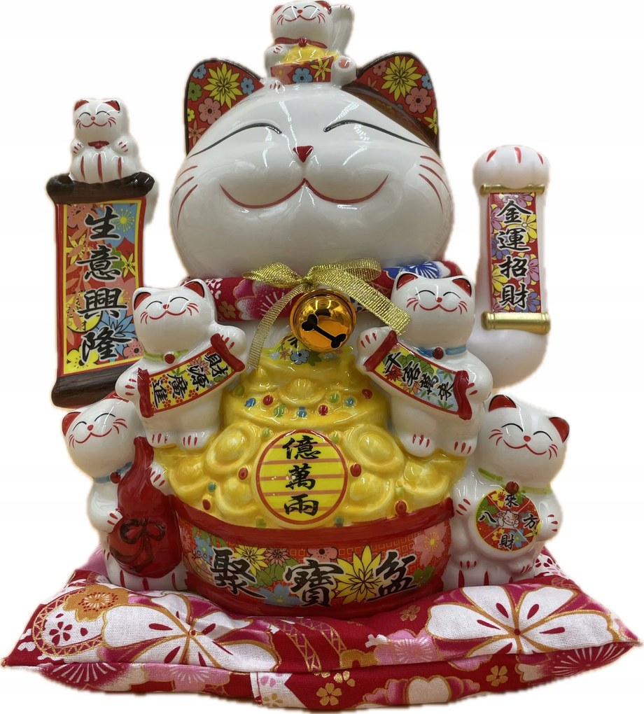 Japonská kočka Maneki-Neko štěstí porcelán 31 cm