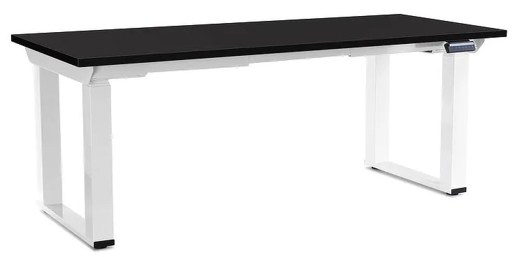 Výškově nastavitelný stůl OfficeTech Strong 180 x 80 cm, bílá podnož, černá