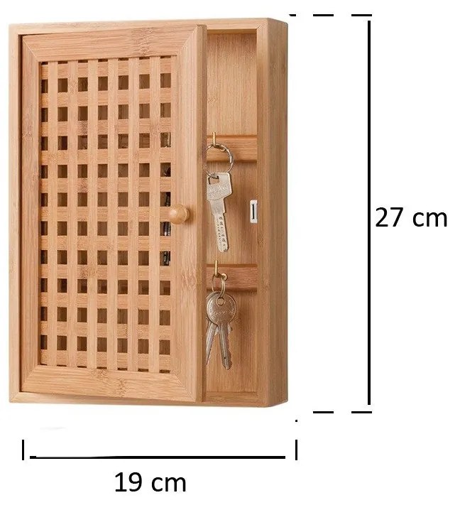 Bambusová skříňka na klíče, 27x19x6cm, ZELLER