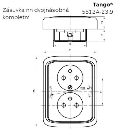 ABB Tango dvojzásuvka vřesová červená 5512A-2349 R2