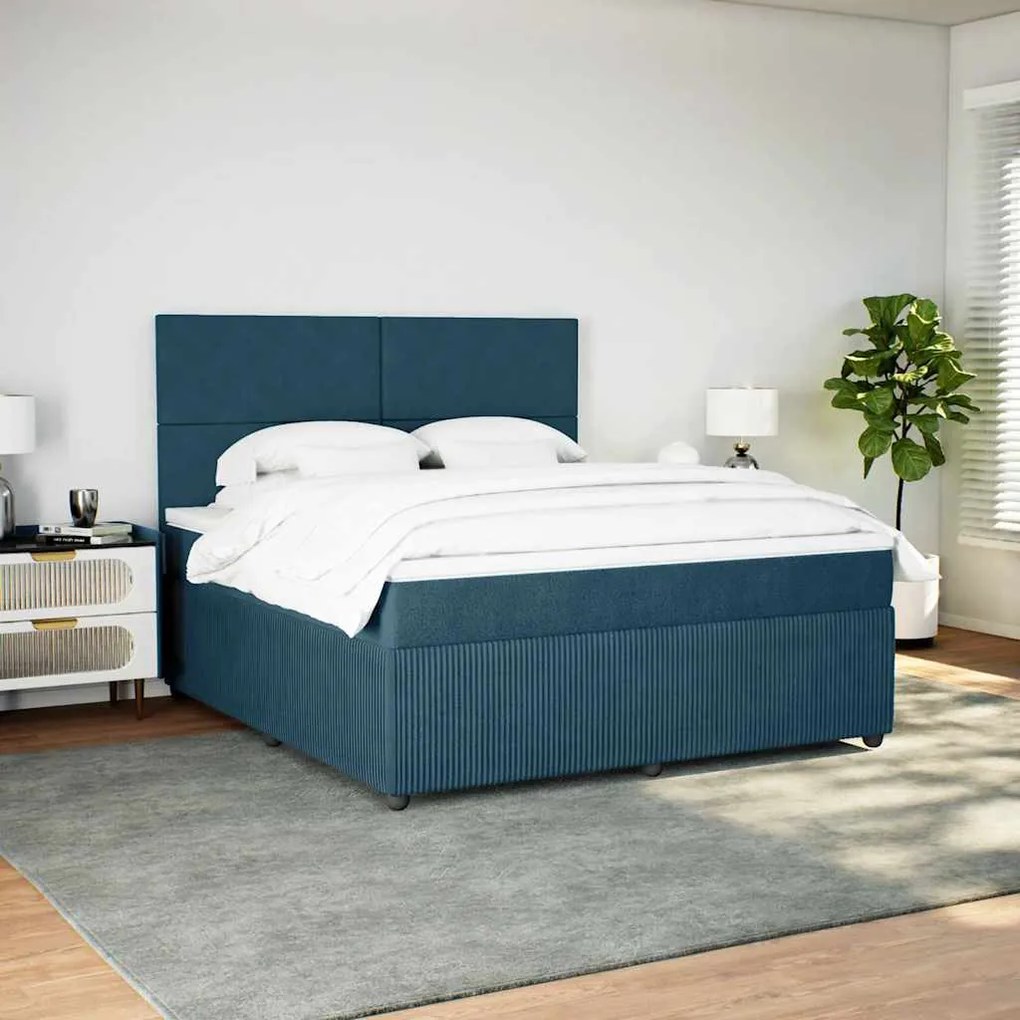 Box spring postel s matrací modrá 180 x 200 cm samet 3294704