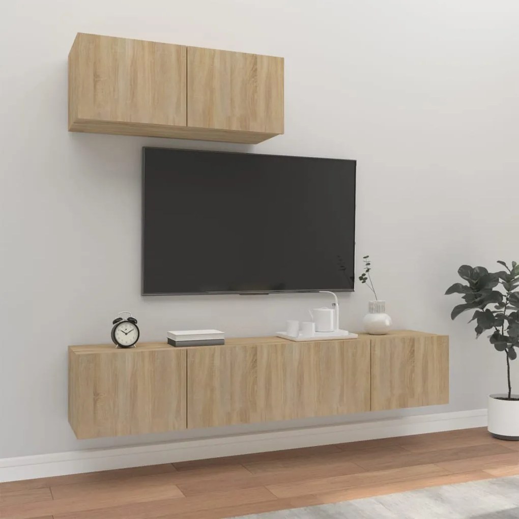 3dílný set TV skříněk dub sonoma kompozitní dřevo 3114472