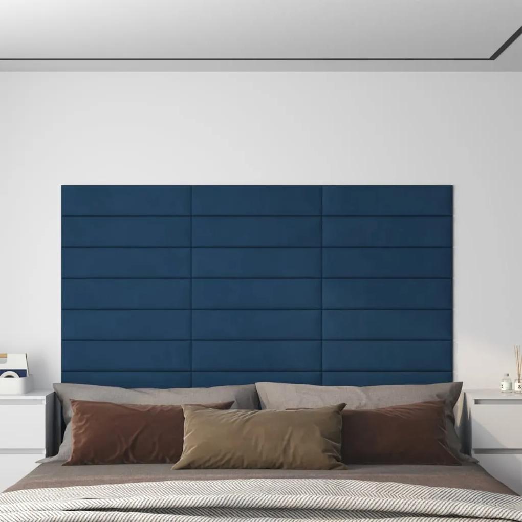 vidaXL Nástěnné panely 12 ks modré 60 x 15 cm samet 1,08 m²