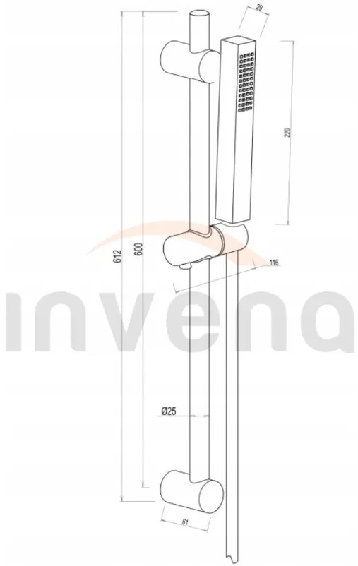 Invena Glamour Trend, sprchová sada se sloupem a 1-funkční ruční sprchovou hlavicí, zlatá lesklá, INV-AU-05-Z09-S