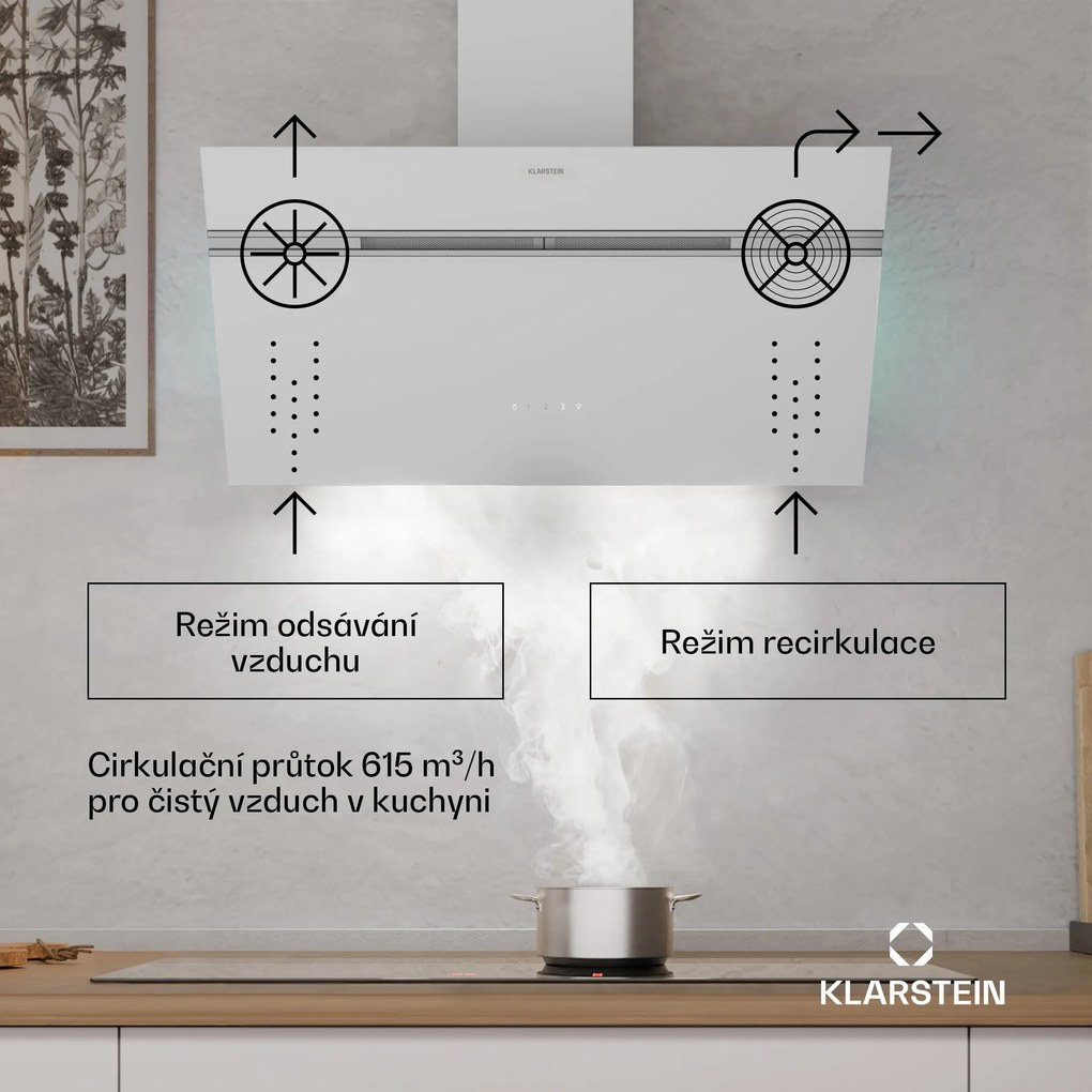 Klarstein Alina digestoř | 80 cm | 615 m³/h | Tichá | Energetická třída A