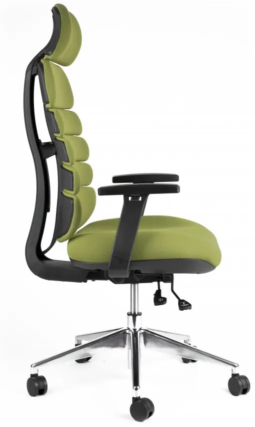 MERCURY STAR Kancelářská ergonomická židle SPINE s podhlavníkem — látka, nosnost 130 kg Šedá