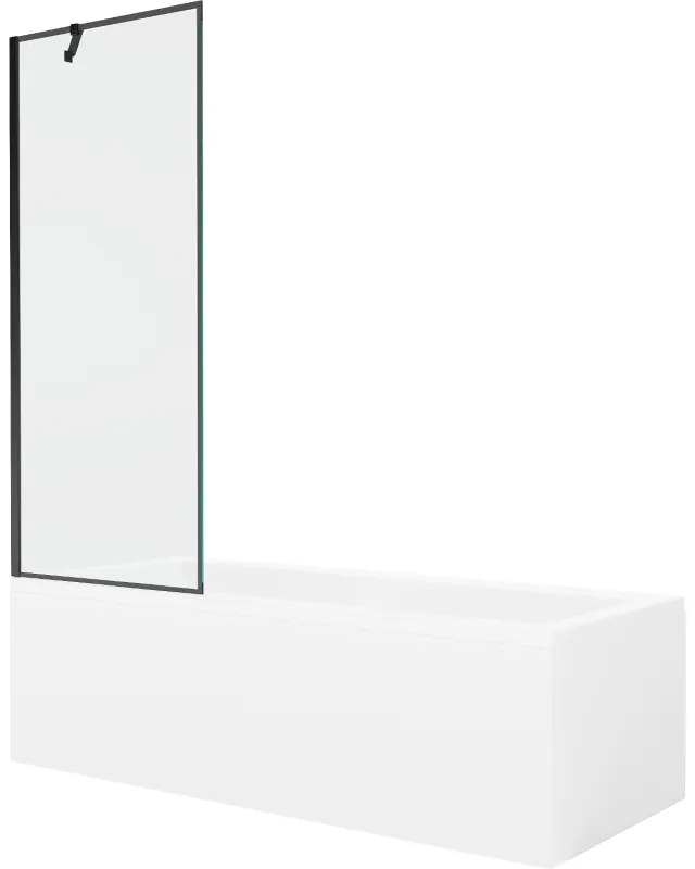 Mexen Cubik obdélníková vana 150 x 70 cm s krytem a jednokřídlou zástěnou 70 cm, černý vzor - 550315070X9507007070