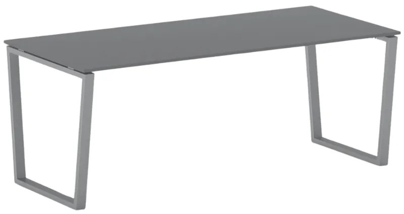 Kancelářský stůl PRIMO IMPRESS, 200x90 cm, šedostříbrná podnož, grafit