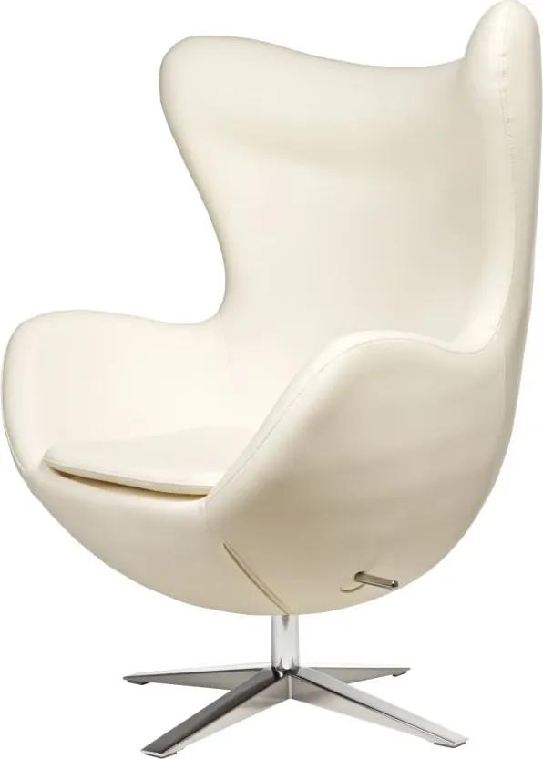 Mørtens Furniture Designové otočné křeslo, ekokůže, "ušák",  kovová podnož, minimalistický design Barva: béžová | BIANO