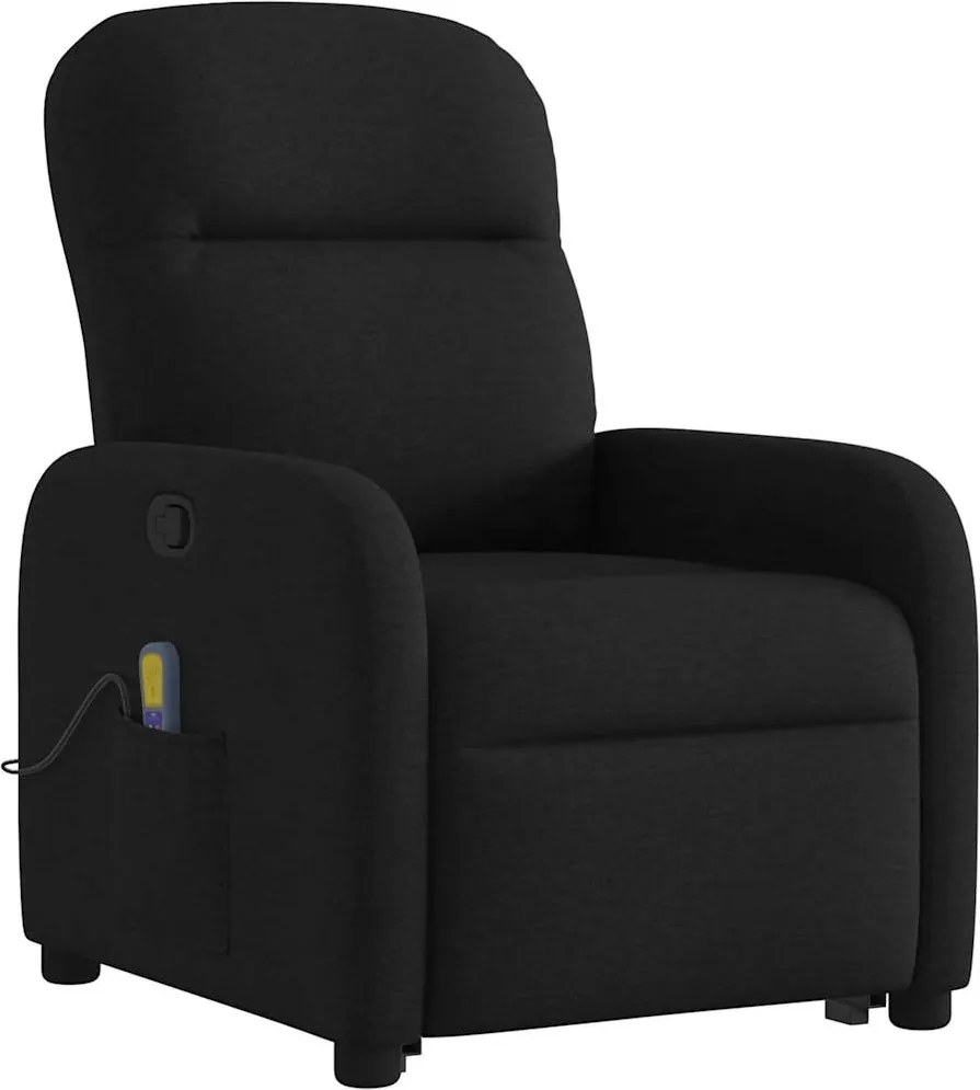 Zvedací masážní polohovací křeslo černé textil 3302984
