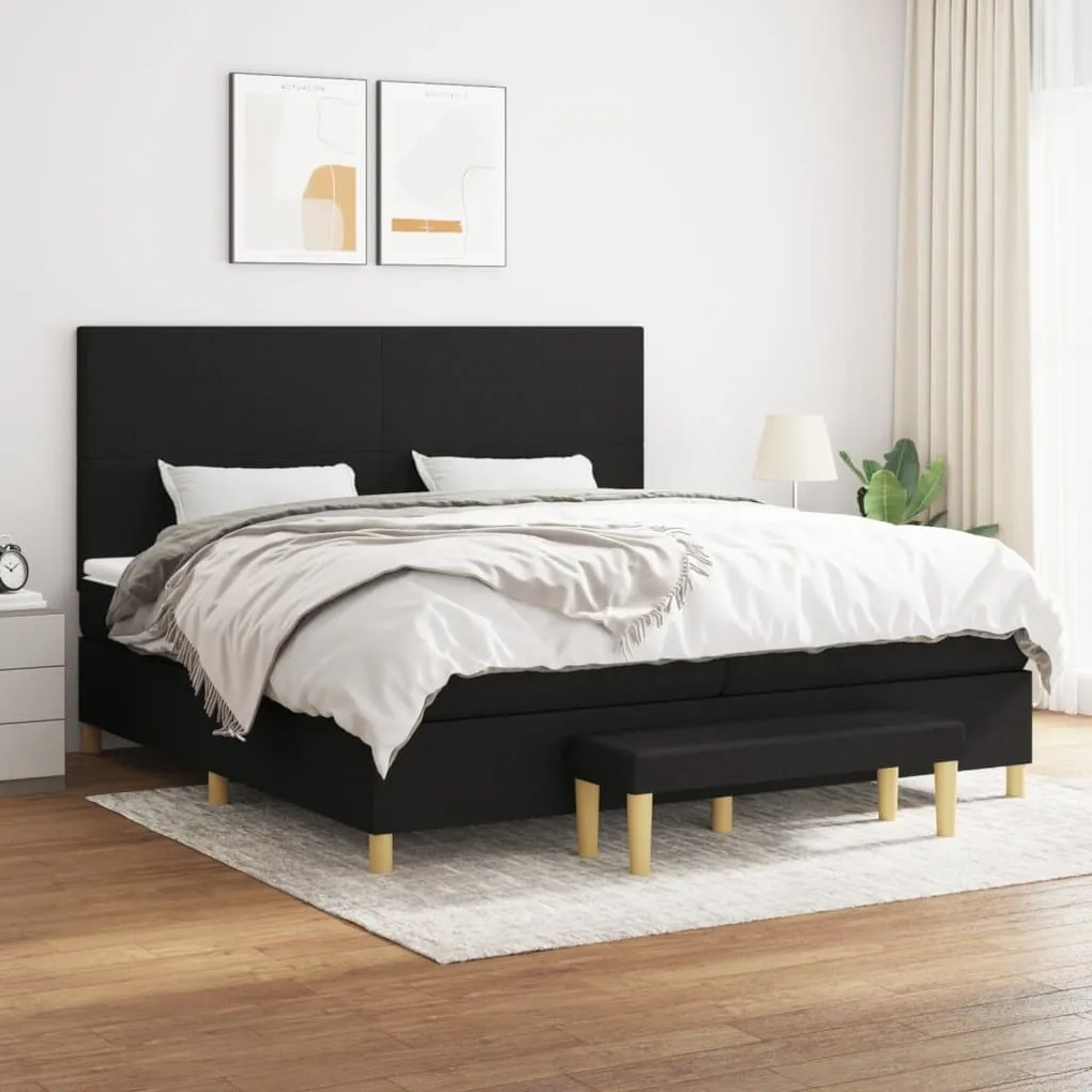 Box spring postel s matrací černá 200x200 cm textil 3137023