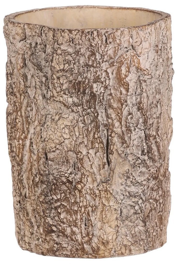 Obal na květiny imitace dřevěné kůry, 16 x 16 x 21 cm, beton, 16 cm