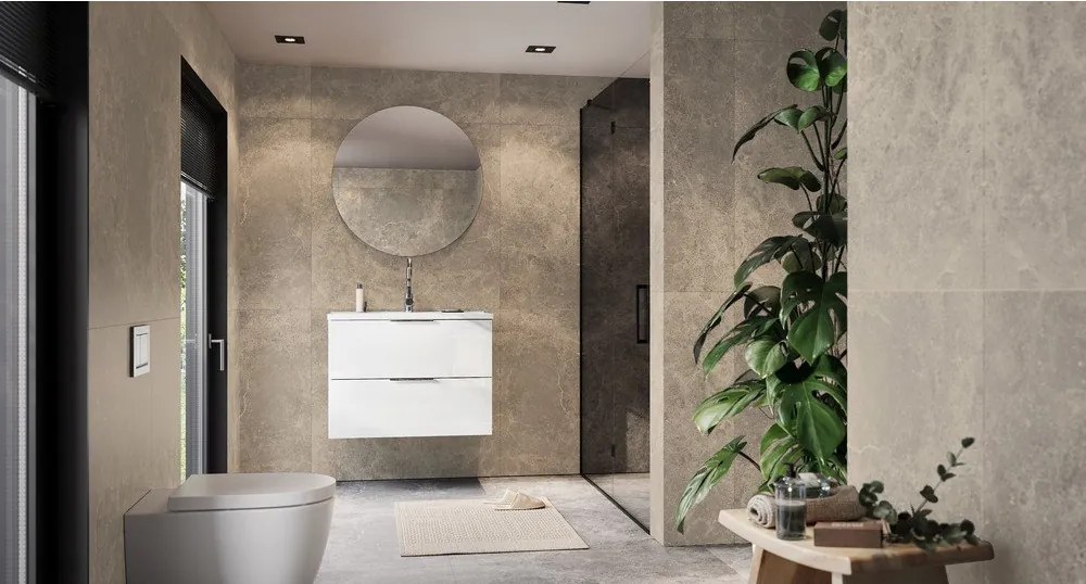 Bílá lesklá závěsná skříňka pod umyvadlo 81x61 cm Celano – Germania