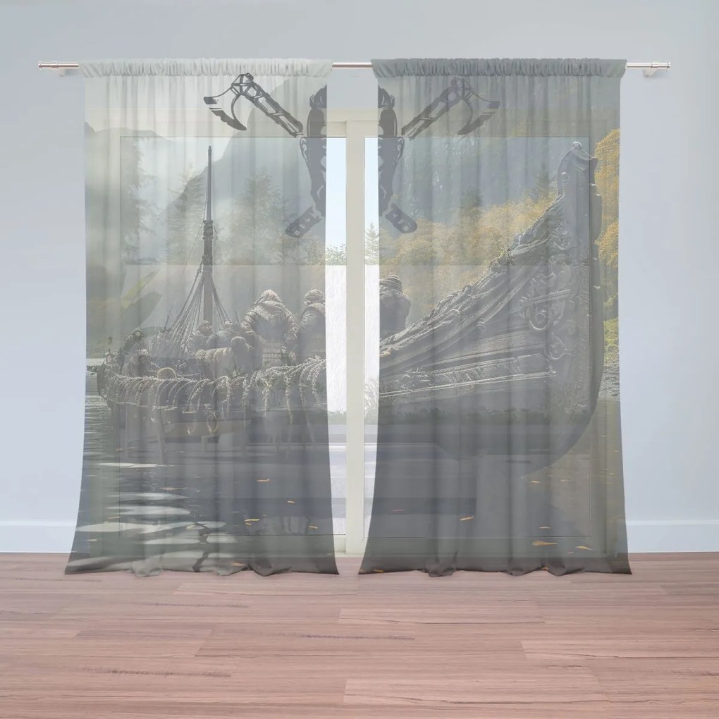 Sablio Záclony Vikingové Loď: 2ks 150x250cm