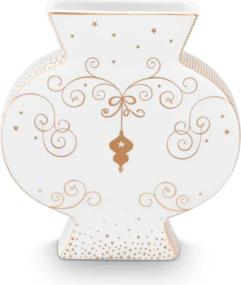 Pip Studio porcelánová váza Royal Winter bílo-zlatá malá (Dekorační porcelánová váza 16,5 cm)